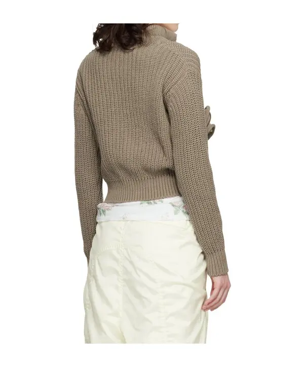 OPEN YY Knitted Zip-up Sweater With Appliqué Detailing