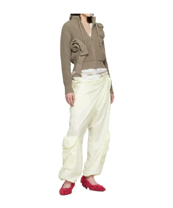 OPEN YY Knitted Zip-up Sweater With Appliqué Detailing