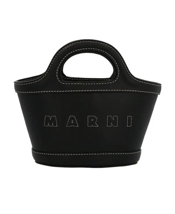 Marni Tropicalia Logo Embroidered Micro Tote Bag - Black