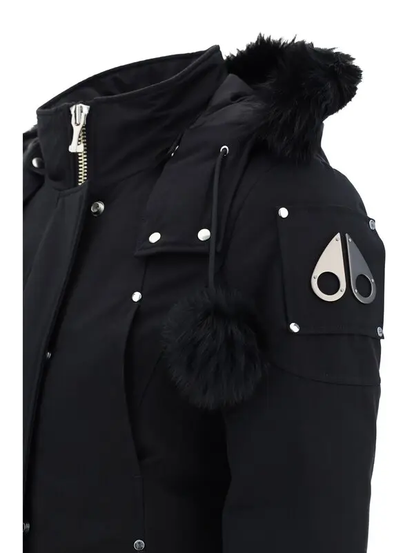 Moose Knuckles Logo Plaque Hooded Down Parka - Black