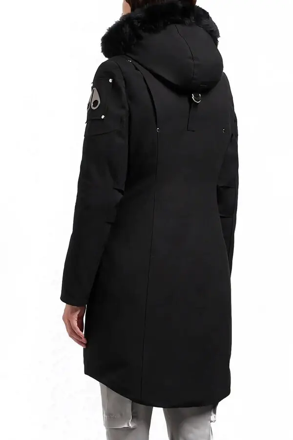 Moose Knuckles Logo Plaque Hooded Down Parka - Black