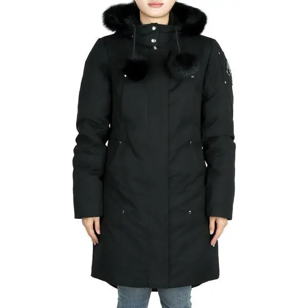 Moose Knuckles Logo Plaque Hooded Down Parka - Black