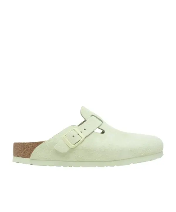 BIRKENSTOCK Boston Soft Footbed 'faded Lime' Buckle Mules - Green