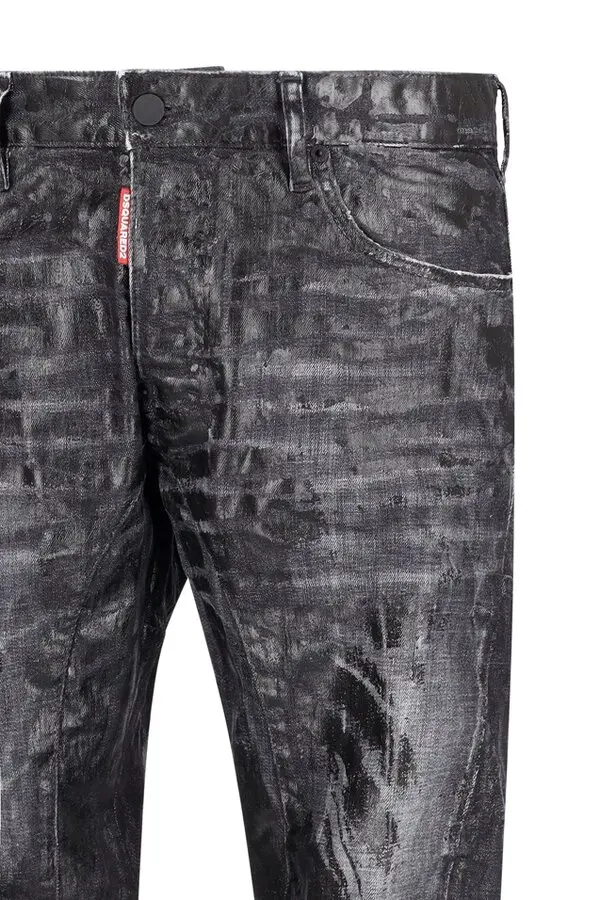 Dsquared2 Five-pocket Jeans With Textured Finish - Black