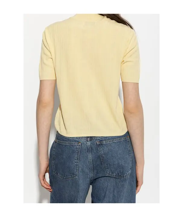 Officine Générale Laya Ribbed Mock-neck Knitted Top - Nude
