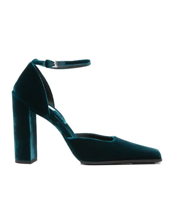 Alaïa Square Velvet D'orsay Pumps With Ankle Strap - Black