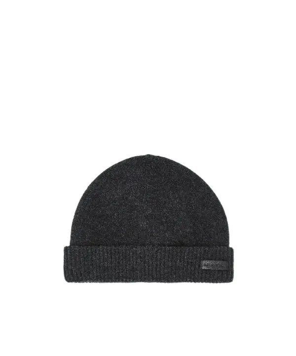Emporio Armani Ribbed Logo Beanie Hat - Gray