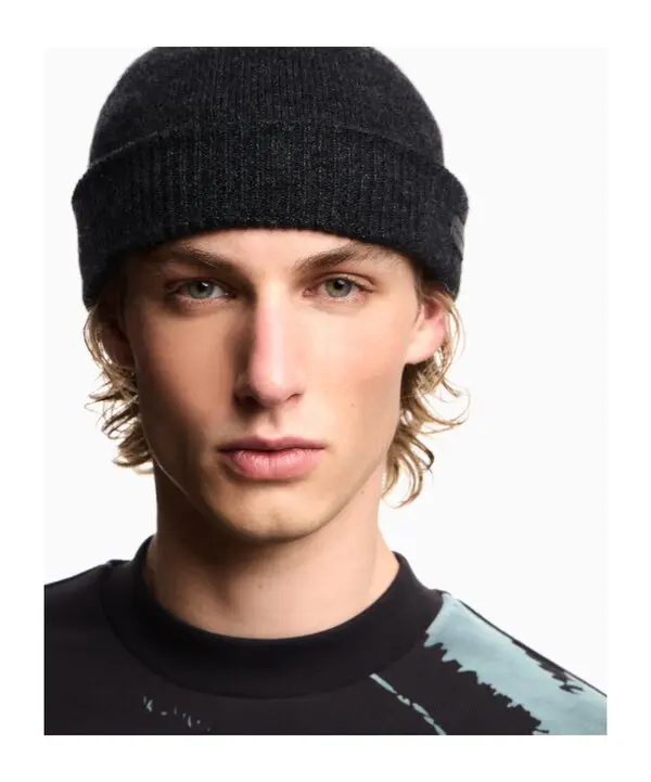 Emporio Armani Ribbed Cashmere Beanie Hat
