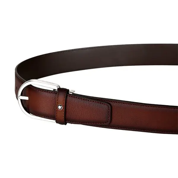 Montblanc Horseshoe Buckle Leather Belt - Brown