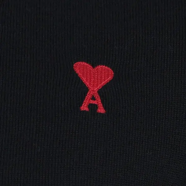 Ami Long Sleeve Cardigan With Logo Embellishment
