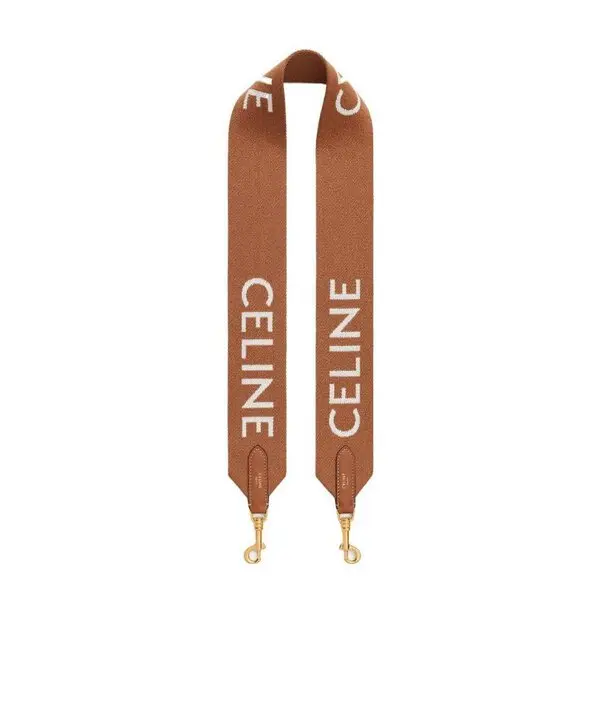 Celine Long Strap In Wool With Jacquard - Brown
