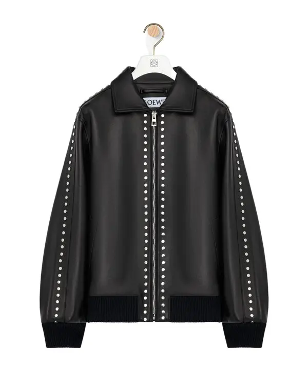 Loewe Stud Embellished Bomber Jacket - Black