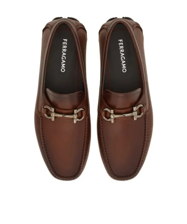 FERRAGAMO Gancio Buckle Loafers - Brown
