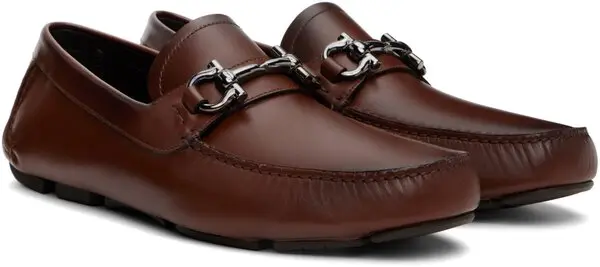 FERRAGAMO Gancio Buckle Loafers - Brown