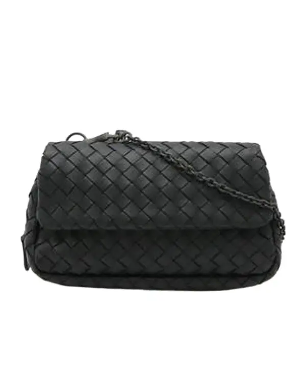 Bottega Veneta Braided Flap Shoulder Bag - Black