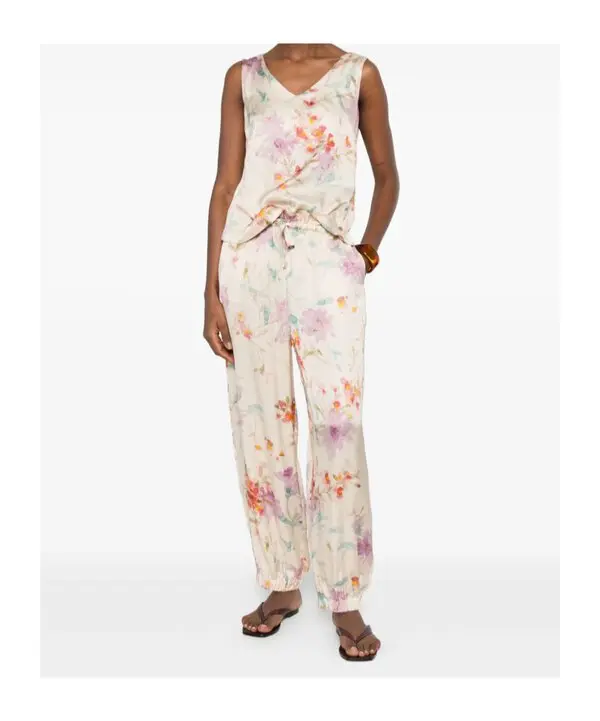 Herno Floral Printed Elasticated Cuffed Trousers