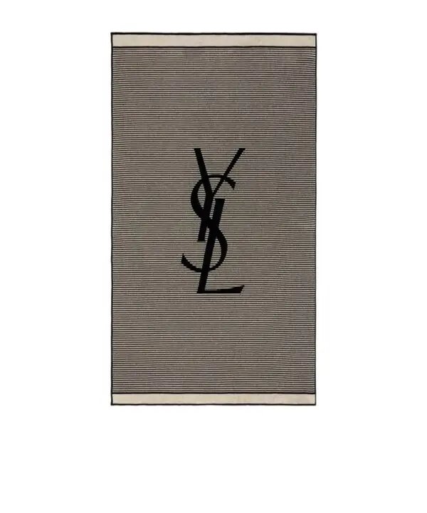 Saint Laurent Cassandre Striped Towel - Black