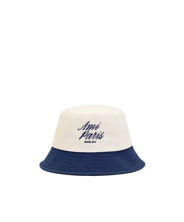 Ami Embroidered Logo Bucket Hat - Ink/white Cream