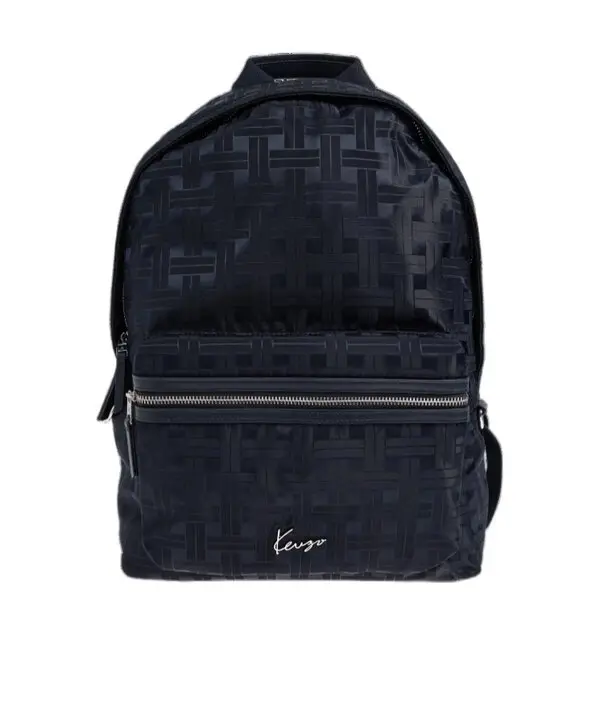 Kenzo Woven Pattern Zipped Backpack - Black