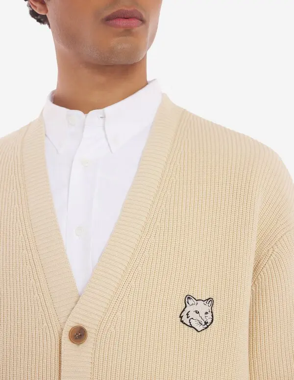 Maison Kitsuné Fox Head Embroidered Knitted Cardigan - Nude