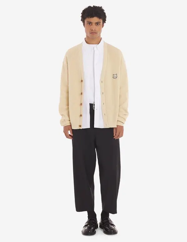 Maison Kitsuné Fox Head Embroidered Knitted Cardigan - Nude
