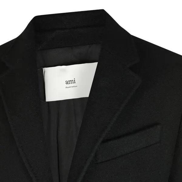 AMI Paris Single Breasted Coat - Black