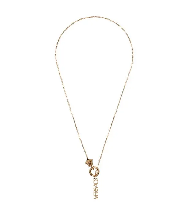 Versace Toggle Necklace With Sliding Medusa Charm - Yellow