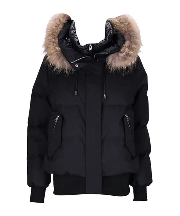 Mackage Hooded Down Jacket With Fur Trim - Black