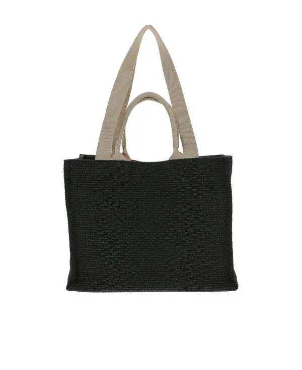 Marni Logo Embroidered Woven Top Handle Bag
