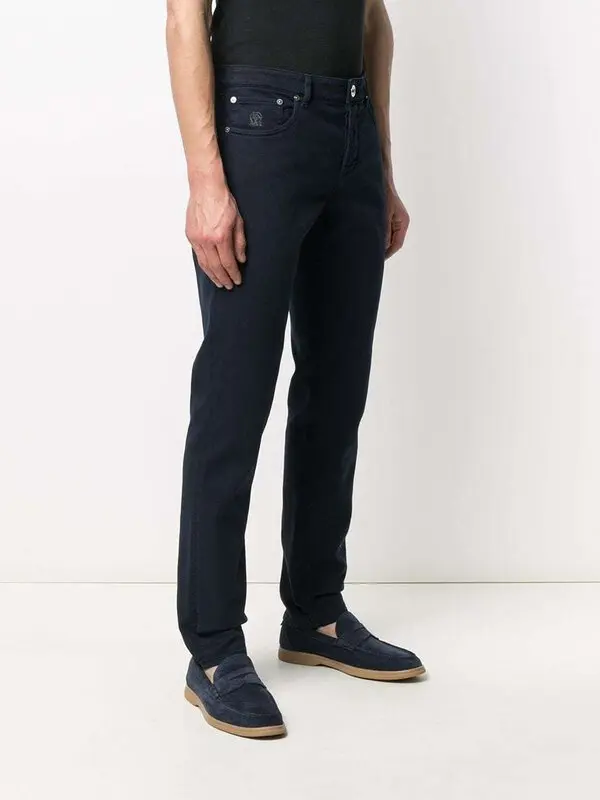 Brunello Cucinelli Straight Leg Jeans With Logo Detail - Black