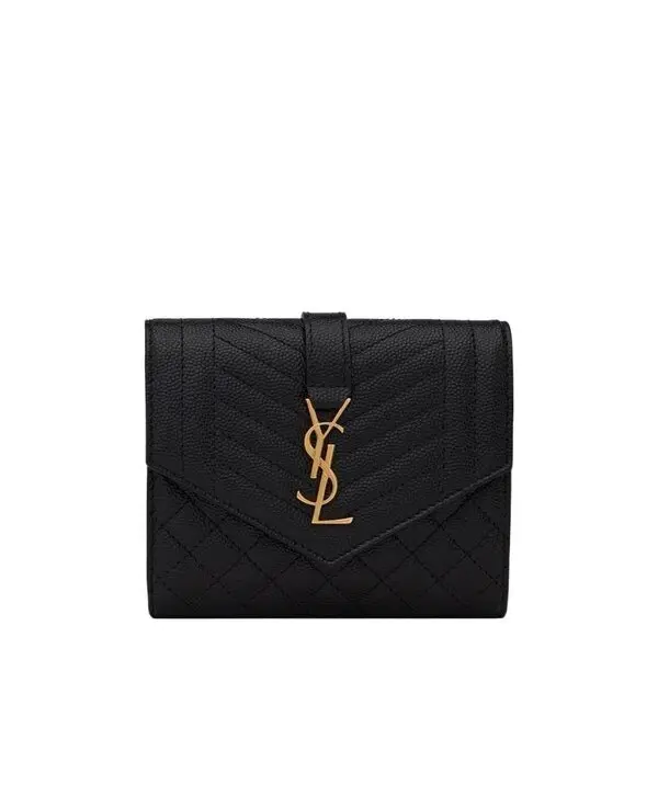 Saint Laurent Monogram Compact Tri-fold Wallet - Black