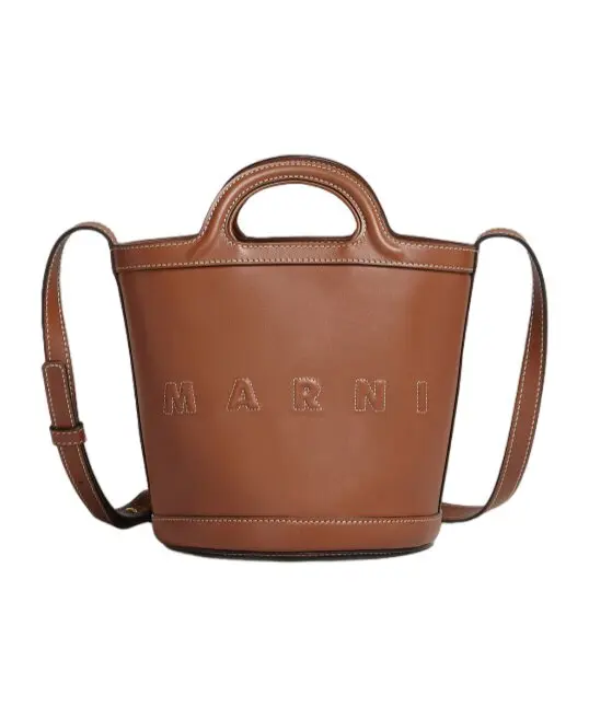 Marni Logo Embossed Tropicalia Small Bucket Bag