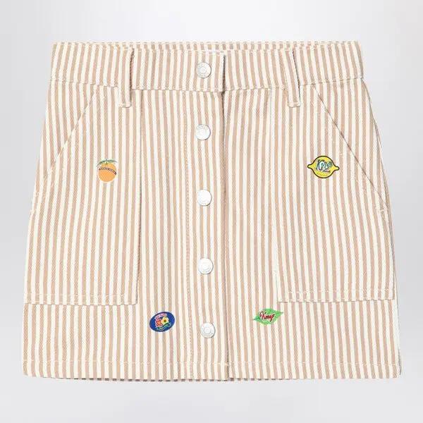 Kenzo Striped Mini Skirt With Appliqu - Beige