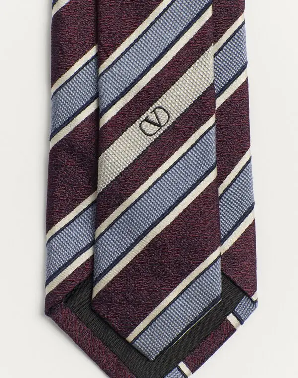Valentino Garavani Striped Logo Embroidered Tie