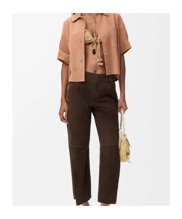 Loewe Trousers In Suede Goatskin - Black