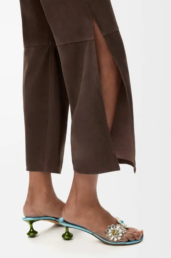 Loewe Trousers In Suede Goatskin - Black
