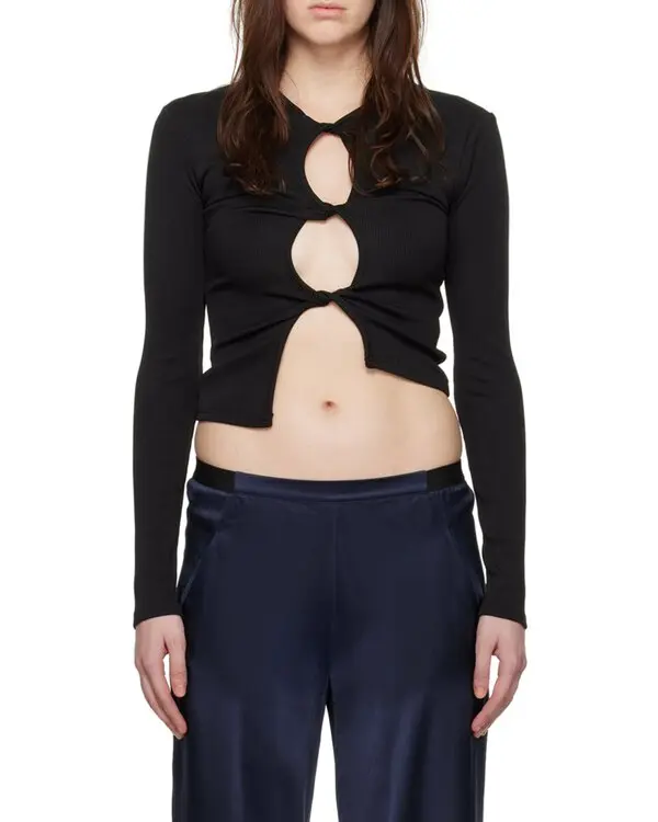 Christopher Esber Open Twist Cut-out Detailed Long Sleeve Top