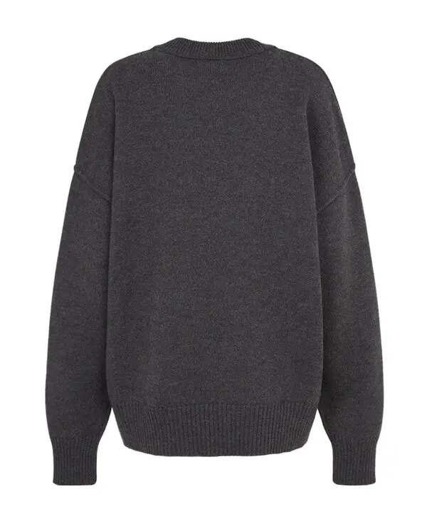 AMI Paris De Coeur Crewneck Long-sleeved Jumper - Gray