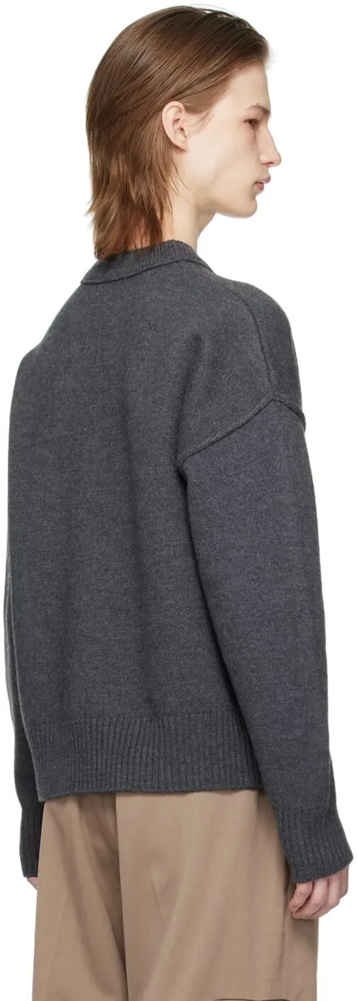 AMI Paris De Coeur Crewneck Long-sleeved Jumper - Gray
