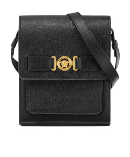 Versace Medusa Biggie Foldover Top Crossbody Bag - Black