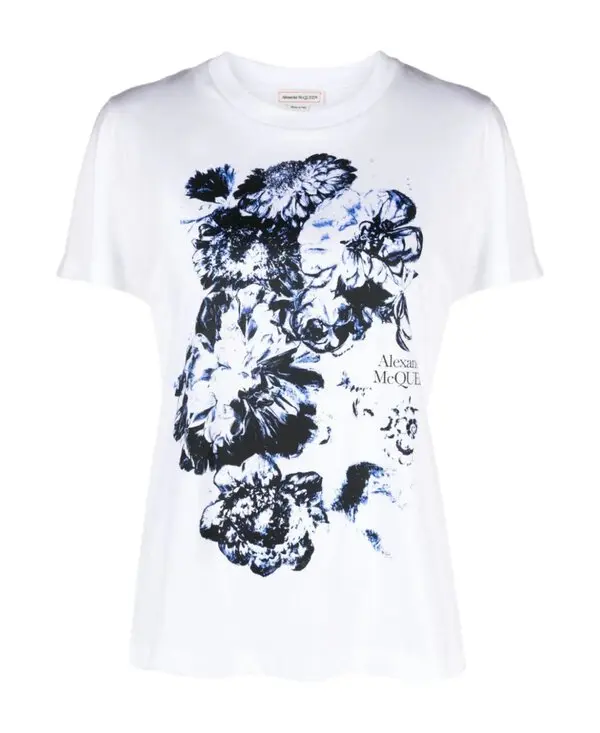 Alexander McQueen Floral Print Crewneck T-shirt