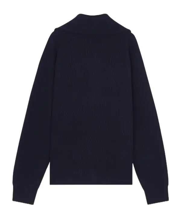 Maison Kitsuné Fox-patch Half-zip Waffle-knitted Jumper