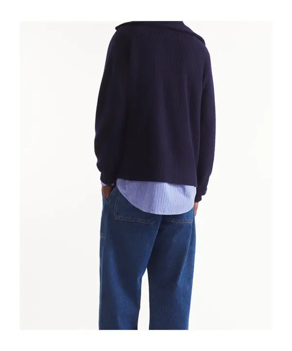 Maison Kitsuné Fox-patch Half-zip Waffle-knitted Jumper