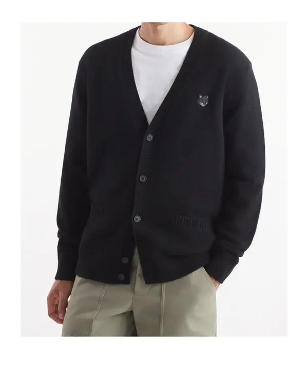 Maison Kitsuné Bold Fox Head-patch Button-up Cardigan - Black