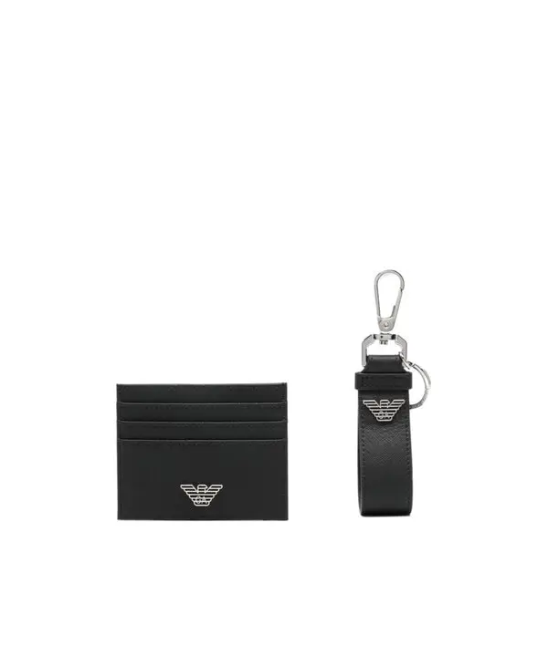 Emporio Armani Logo-plaque Leather Wallet Set - Black