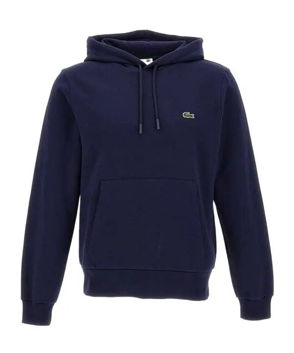 Lacoste Logo Embroidered Drawstring Hoodie - Black