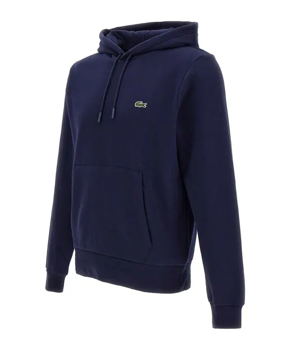 Lacoste Logo Embroidered Drawstring Hoodie - Black