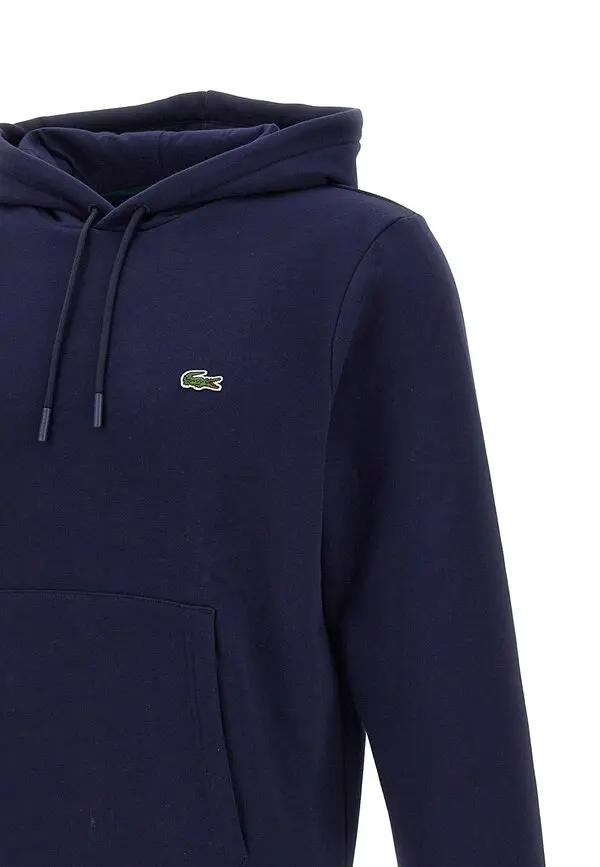 Lacoste Logo Embroidered Drawstring Hoodie - Black