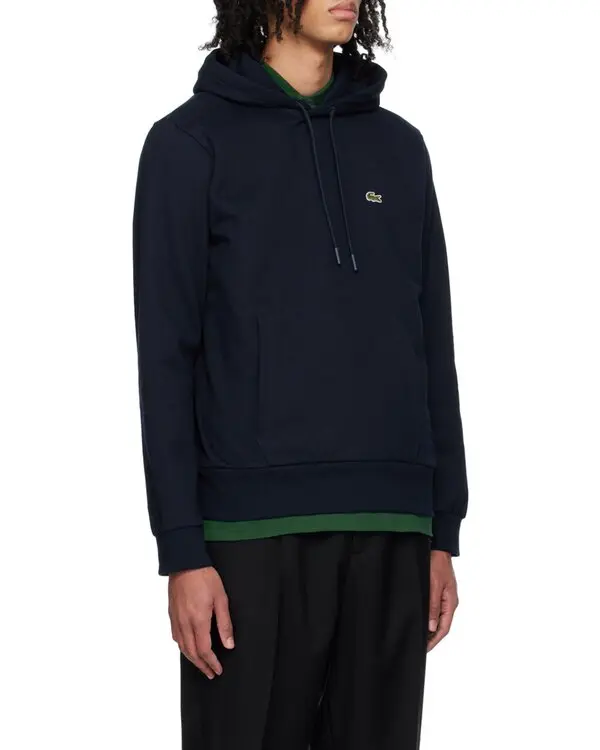 Lacoste Logo Embroidered Drawstring Hoodie - Black