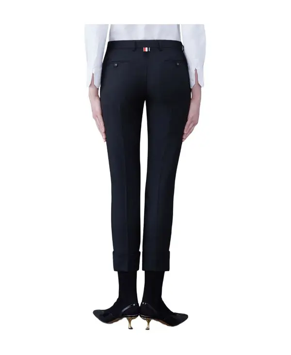 Thom Browne Cropped Tailored Pants With Turn-up Hem